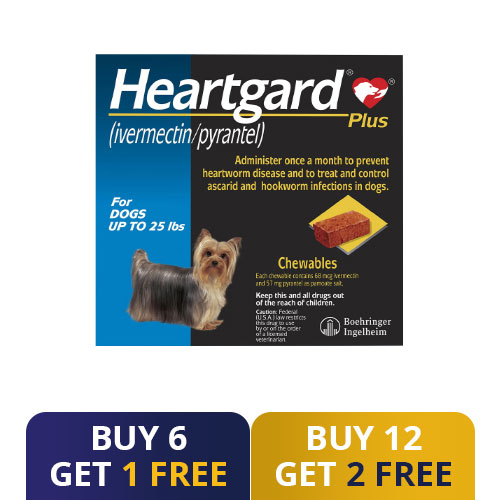 Buy Heartgard Plus Chewables Small Dogs Up To 25lbs (Blue) - Free Shipping